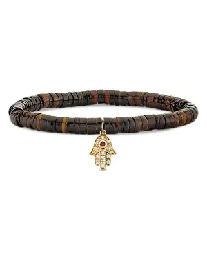 SYDNEY EVAN 14k Yellow Hamsa Hand Charm Bracelet - Gold