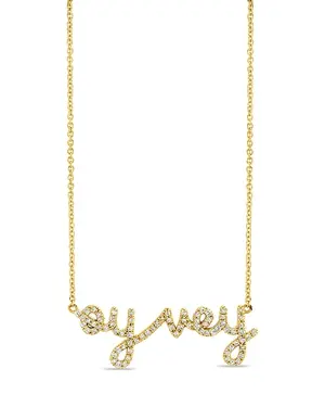 SYDNEY EVAN 14k Yellow Diamond "oy Vey" Bar Necklace - Gold