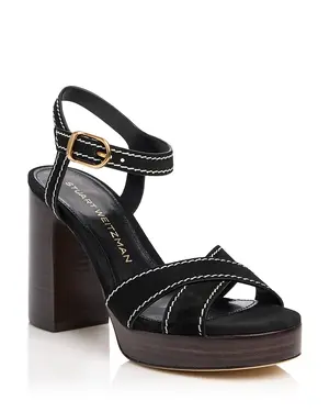 STUART WEITZMAN Dayna Saddle Platform Sandals - Black