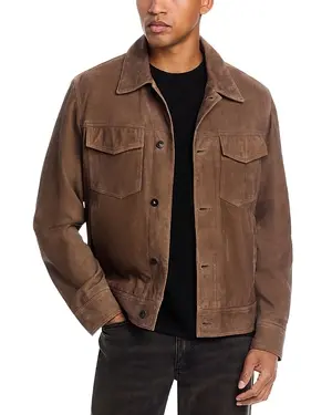 Rag & Bone Suede Trucker Jacket - Light Brown