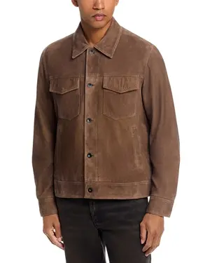 Rag & Bone Suede Trucker Jacket - Light Brown