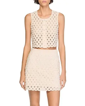 Sandro Beaded Crochet Cardigan