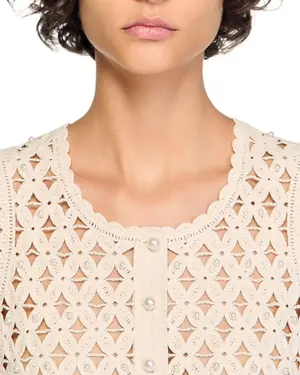 Sandro Beaded Crochet Cardigan
