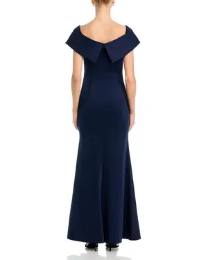 Eliza J Pleated Mermaid Gown - Navy