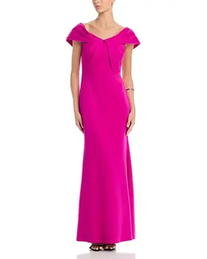 Eliza J Pleated Mermaid Gown - Orchid