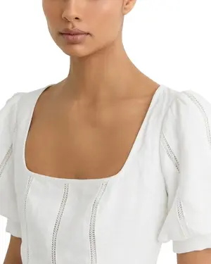 REISS Petites Short Sleeve Linen Midi Dress