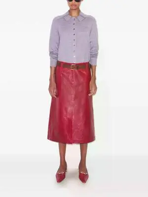 Tory Burch Waxy Napa Leather Skirt