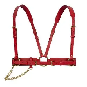 HAUTE CUIR Tara Leather Harness With Detachable Chain - Red