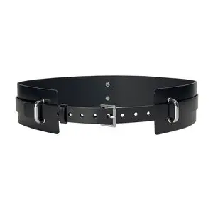 HAUTE CUIR Lila Wide Leather Belt - Black