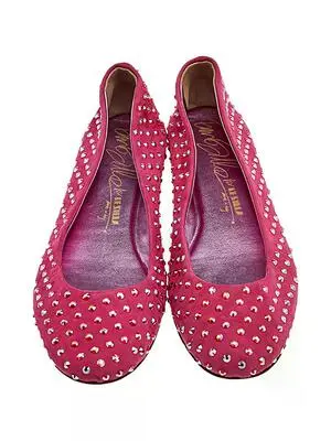 LE SILLA Calf Suede Crystal Embellished Ballet Flats