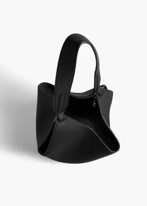 Khaite Mini Lotus Tote In Pebbled Leather - Black