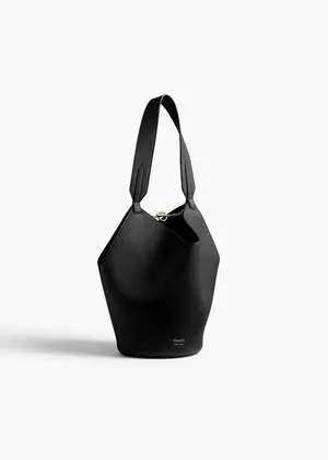 Khaite Mini Lotus Tote In Pebbled Leather - Black