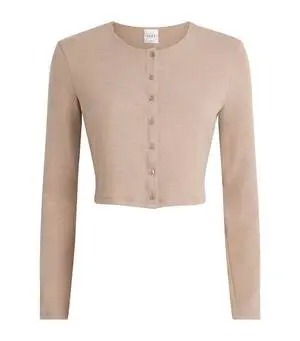 LESET Lauren Cropped Cardigan - Brown