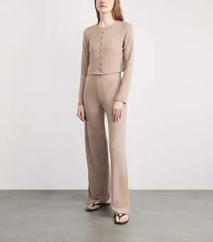 LESET Lauren Cropped Cardigan - Brown