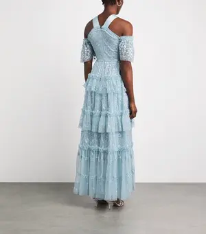 NEEDLE & THREAD Tulle Embroidered Primrose Gown - Blue