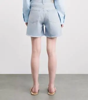 Paige Archie Long Denim Shorts - Blue
