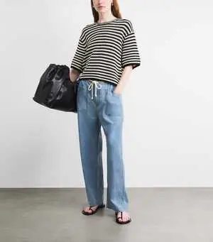 Paige Evann Wide-leg Jeans With Drawstring Waist