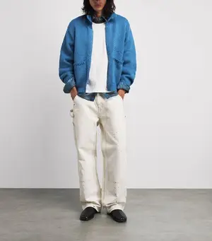 CHERRY LOS ANGELES Cotton Knit Zip-up Jacket With Embroidered Back Detail