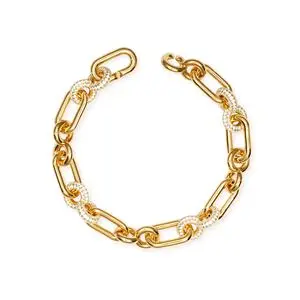 MEULIEN 18k Vermeil Infinity Circle Link Bracelet With Cubic Zirconia - Gold