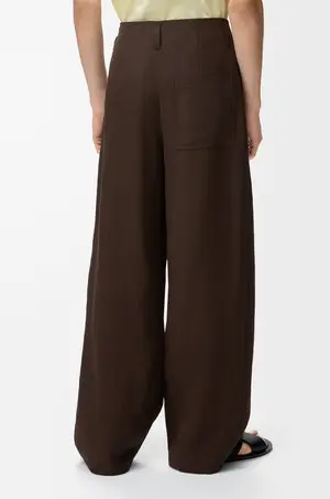 Loewe Logo-patch Pleated Wide-leg Trousers