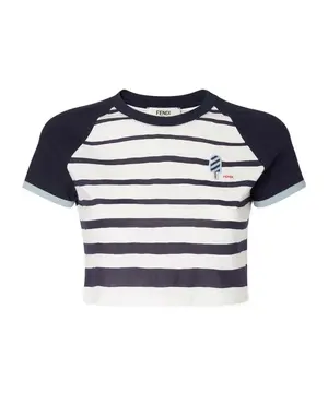 Fendi Striped Raglan Sleeve T-shirt