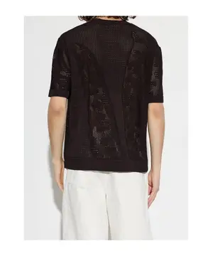 Lacoste Mesh Crocodile Knit Top