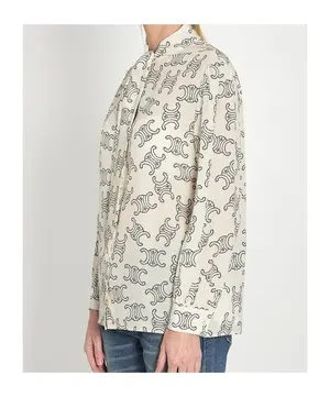 Celine Lavallière Blouse In Crêpe De Chine With All-over Pattern