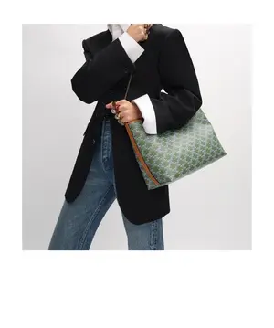 Celine Soft Shopper Bag In Triomphe Canvas And Calfskin