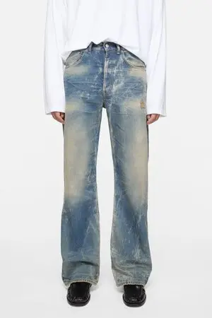 Acne Studios Regular Fit Jeans In Distressed Denim