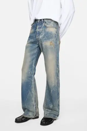 Acne Studios Regular Fit Jeans In Distressed Denim