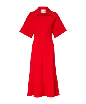 JIL SANDER Midi Dress With Polo Neckline And Short Sleeves