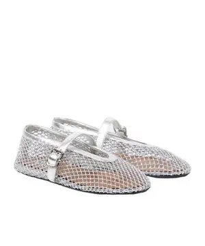 ALAÏA Metallic Fishnet Mary Jane Flats