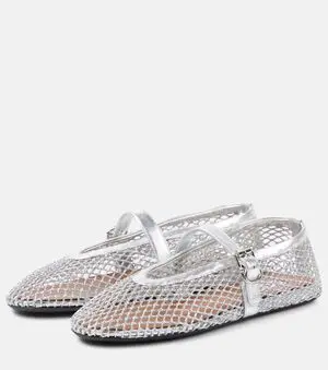 Alaïa Metallic Fishnet Mary Jane Flats