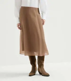 Brunello Cucinelli Silk Midi Skirt