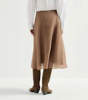 Brunello Cucinelli Silk Midi Skirt