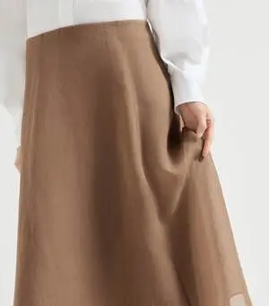 Brunello Cucinelli Silk Midi Skirt