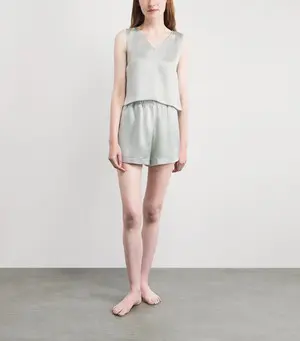 LESET Satin Barb Shorts - Green