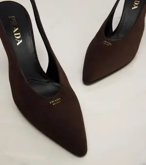 Prada Suede Slingback Pumps - Brown