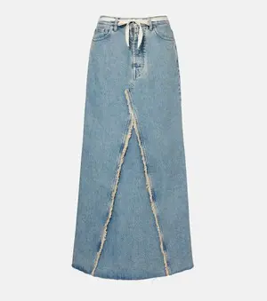MAISON MARGIELA Frayed Denim Maxi Skirt - Blue