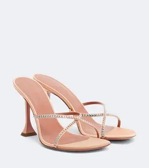 Amina Muaddi Sally Crystal-embellished Satin Mules