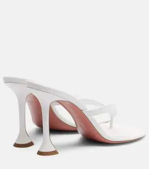 Amina Muaddi Juliette Leather Thong Sandals - White