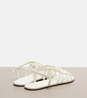 Loewe Petal Anagram Leather Sandals - White