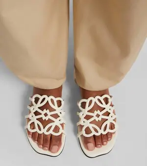 Loewe Petal Anagram Sandals - White