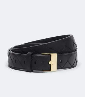 Bottega Veneta Intrecciato Leather Belt - Black