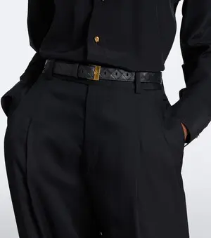 Bottega Veneta Intrecciato Leather Belt - Black