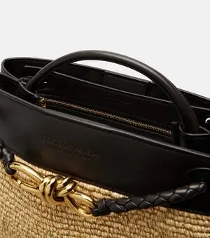 Bottega Veneta Small Andiamo Raffia And Leather Top-handle Bag - Brown