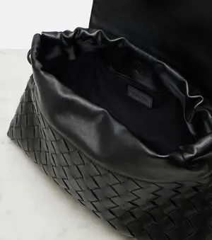 Bottega Veneta Giorno Small Intrecciato Leather Shoulder Bag - Black