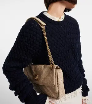 Bottega Veneta Madison Intrecciato Leather Shoulder Bag - Beige