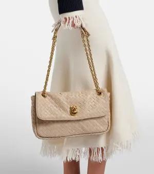 Bottega Veneta Madison Intrecciato Leather Shoulder Bag - Beige