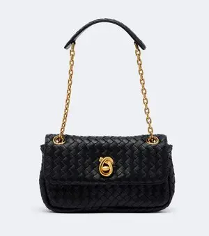 Bottega Veneta Madison Intrecciato Leather Shoulder Bag - Black